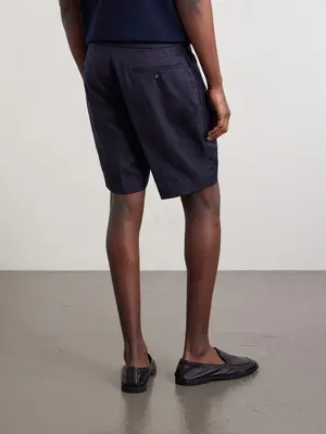 Officine Générale Phil Straight-leg Lyocell-blend Shorts - Blue