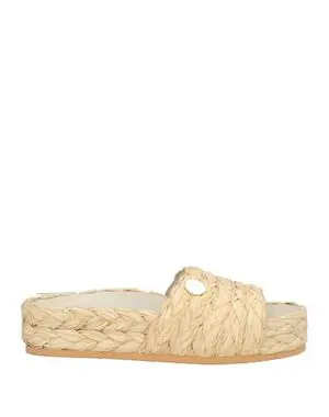 Stella McCartney Raffia Flatform Slide Sandals - Beige