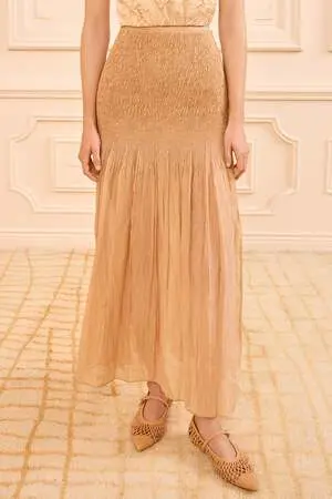 Ulla Johnson Antonia Smocked Midi Skirt