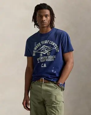 Polo Ralph Lauren Classic Fit Jersey Graphic T-shirt T-shirt Size Cotton - Navy