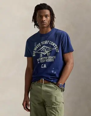 Polo Ralph Lauren Classic Fit Jersey Graphic T-shirt T-shirt Size Cotton - Navy