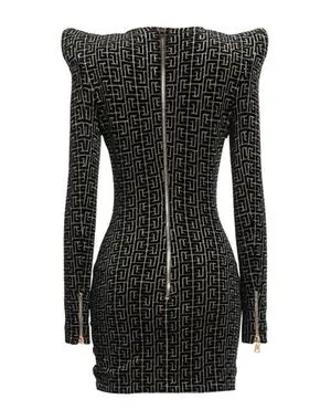 Balmain Mini Dress In Cotton And Metallic Polyester