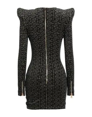 Balmain Mini Dress In Cotton And Metallic Polyester