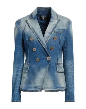 Balmain Double-breasted Denim Blazer - Blue
