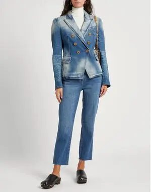 Balmain Double-breasted Denim Blazer - Blue