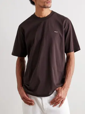Nn07 Adam 3209 Logo-embroidered Pima Cotton-jersey T-shirt - Brown