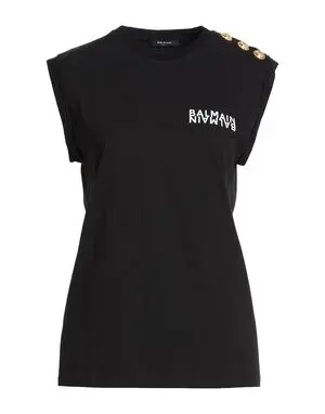 Balmain Printed Cotton T-shirt - Black