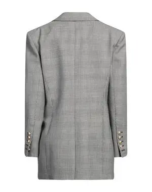 Balmain Virgin Wool Glen Plaid Blazer - Grey