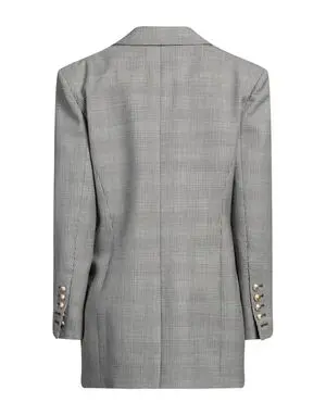 Balmain Virgin Wool Glen Plaid Blazer - Grey