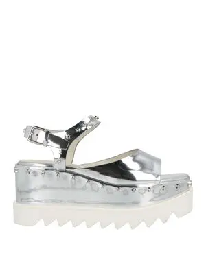 Stella McCartney Slingback Wedge Sandals - Silver