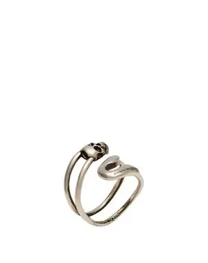 Alexander McQueen Metal Ring With Logo - Silver