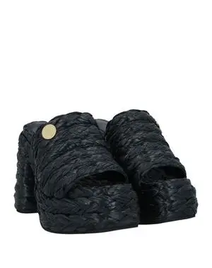 Stella McCartney Raffia Platform Sandals - Black
