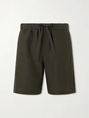 De Bonne Facture Straight-leg Linen Shorts - Green