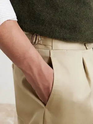 DE PETRILLO Straight-leg Cotton-blend Twill Trousers