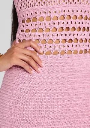 Retrofete Jaycee Crochet Midi Dress - Metallic Flamingo