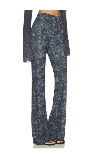 JADE CROPPER Flared Mesh Trousers