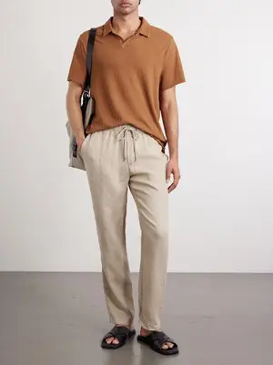 JAMES PERSE Straight-leg Garment-dyed Linen Trousers