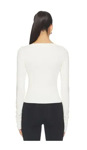 Eterne Long Sleeve Boatneck Top - Cream