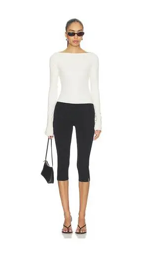 Eterne Long Sleeve Boatneck Top - Cream