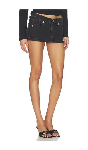 Abrand Denim 00" Mini Skirt In Black - Brie