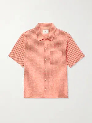 Folk Gabe Cotton-blend Seersucker Shirt - Red