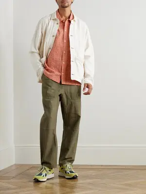 Folk Gabe Cotton-blend Seersucker Shirt - Red