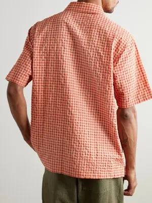 Folk Gabe Cotton-blend Seersucker Shirt - Red