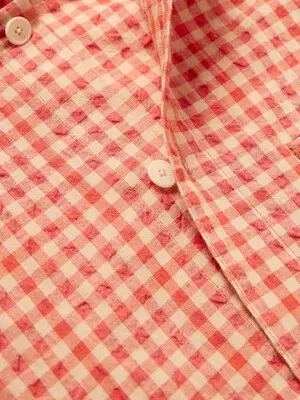 Folk Gabe Cotton-blend Seersucker Shirt - Red