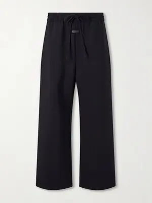 Fear Of God Drawstring Wide-leg Wool-blend Trousers - Black