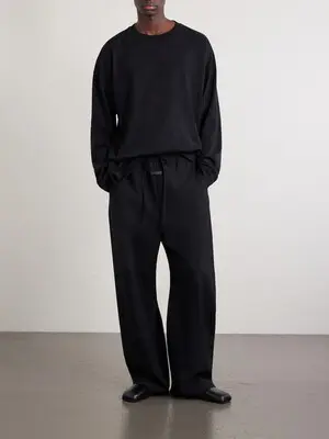 Fear Of God Drawstring Wide-leg Wool-blend Trousers - Black