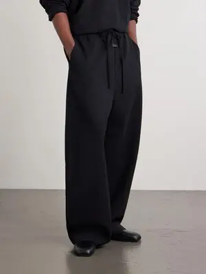 Fear Of God Drawstring Wide-leg Wool-blend Trousers - Black