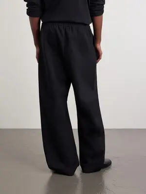Fear Of God Drawstring Wide-leg Wool-blend Trousers - Black