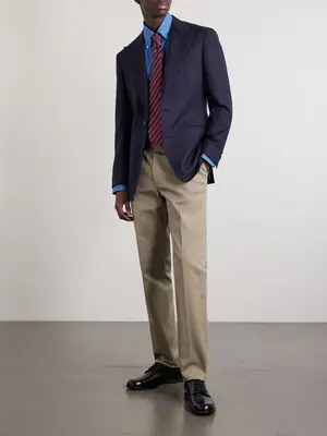 DE PETRILLO Cotton-blend Twill Straight-leg Trousers
