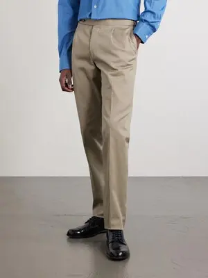 DE PETRILLO Cotton-blend Twill Straight-leg Trousers