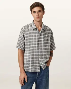 ALLSAINTS Sandy Short Sleeve Check Shirt - Grey