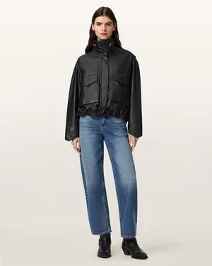 ALLSAINTS Clay Cropped Leather Jacket