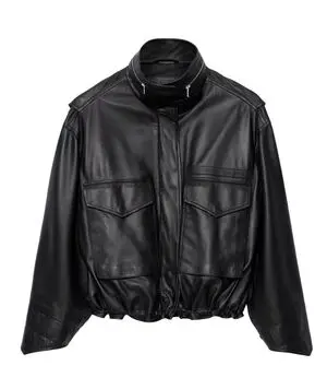 ALLSAINTS Clay Cropped Leather Jacket - Black