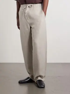 De Bonne Facture Lounge Straight-leg Linen Trousers - Neutrals