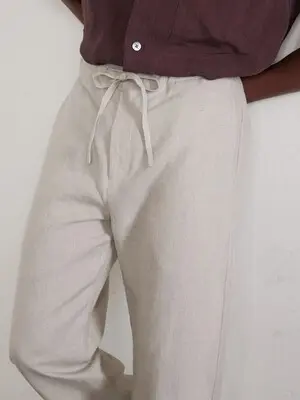 De Bonne Facture Lounge Straight-leg Linen Trousers - Neutrals