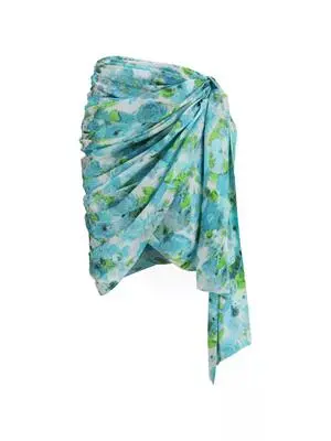 Chloé Floral Print Draped Mini Skirt - Blue