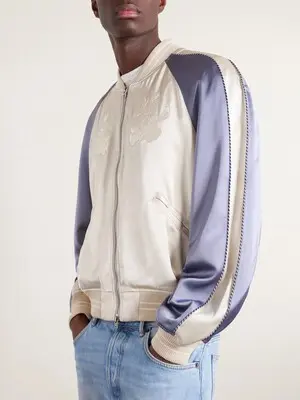 Acne Studios Oskol Dragon Embroidered Satin Bomber Jacket - Brown