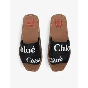 Chloé Woody Logo-print Canvas Sandals - Black