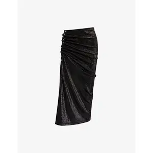 Rabanne Embellished-button Asymmetric Lurex Midi Skirt