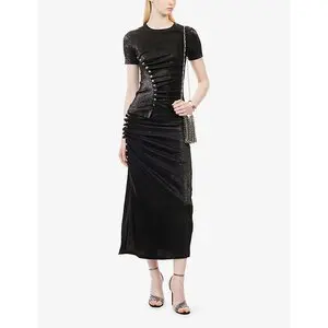 Rabanne Embellished-button Asymmetric Lurex Midi Skirt