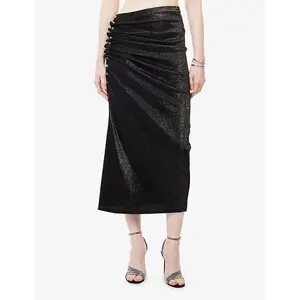 Rabanne Embellished-button Asymmetric Lurex Midi Skirt