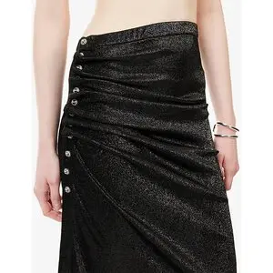 Rabanne Embellished-button Asymmetric Lurex Midi Skirt