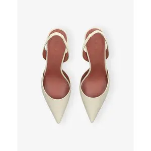 Amina Muaddi Holli 70 Leather Slingbacks - Bone