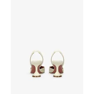 Amina Muaddi Holli 70 Leather Slingbacks - Bone