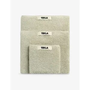TEKLA Striped Cotton Bath Towel 70cm X 140cm - Pebble