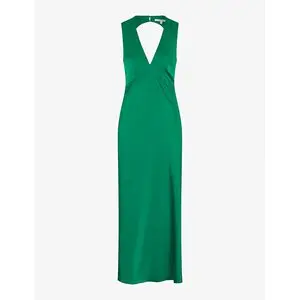 OMNES Nova Tie-back Satin Maxi Dress - Emerald Green